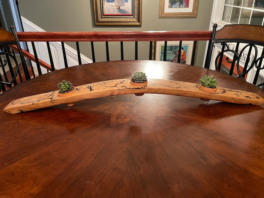 Stave014 - Wine Stave Table Centerpiece W/ 3 2" Holes. Fractal Burned ...