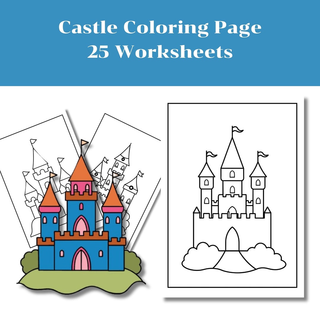 Cute Castle Coloring Pages, Coloring Sheets, Preschool, Worksheets - Etsy
