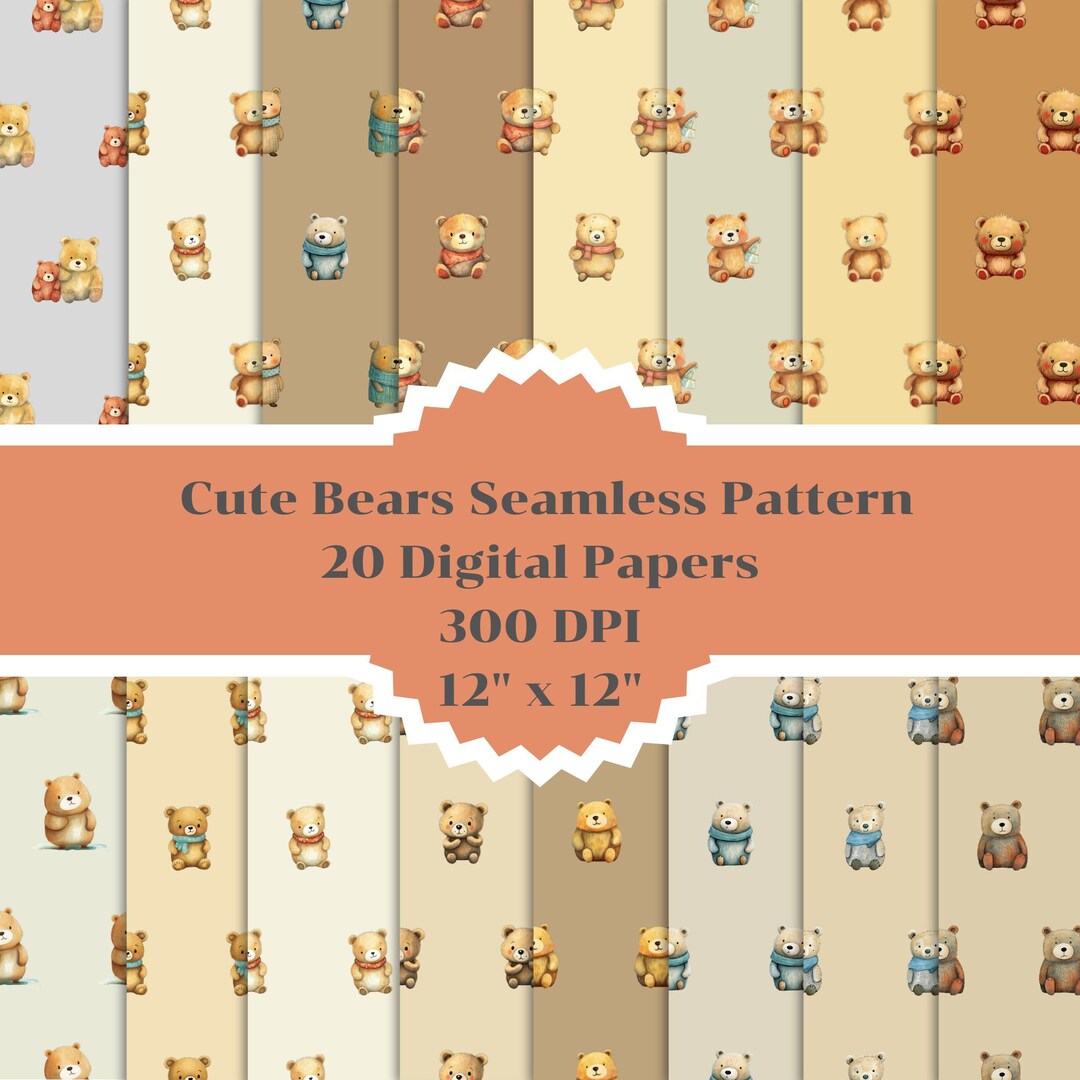 Cute Bear Seamless Pattern, Digital Paper, Christmas Tree Patterns ...