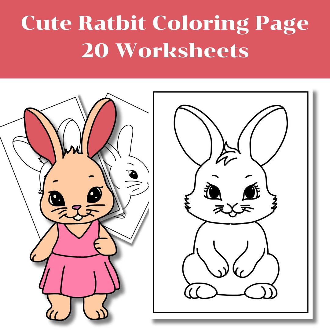 Cute Rabbit Coloring Pages, Coloring Sheets, Preschool, Worksheets - Etsy