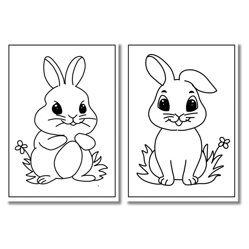 Cute Rabbit Coloring Pages, Coloring Sheets, Preschool, Worksheets - Etsy