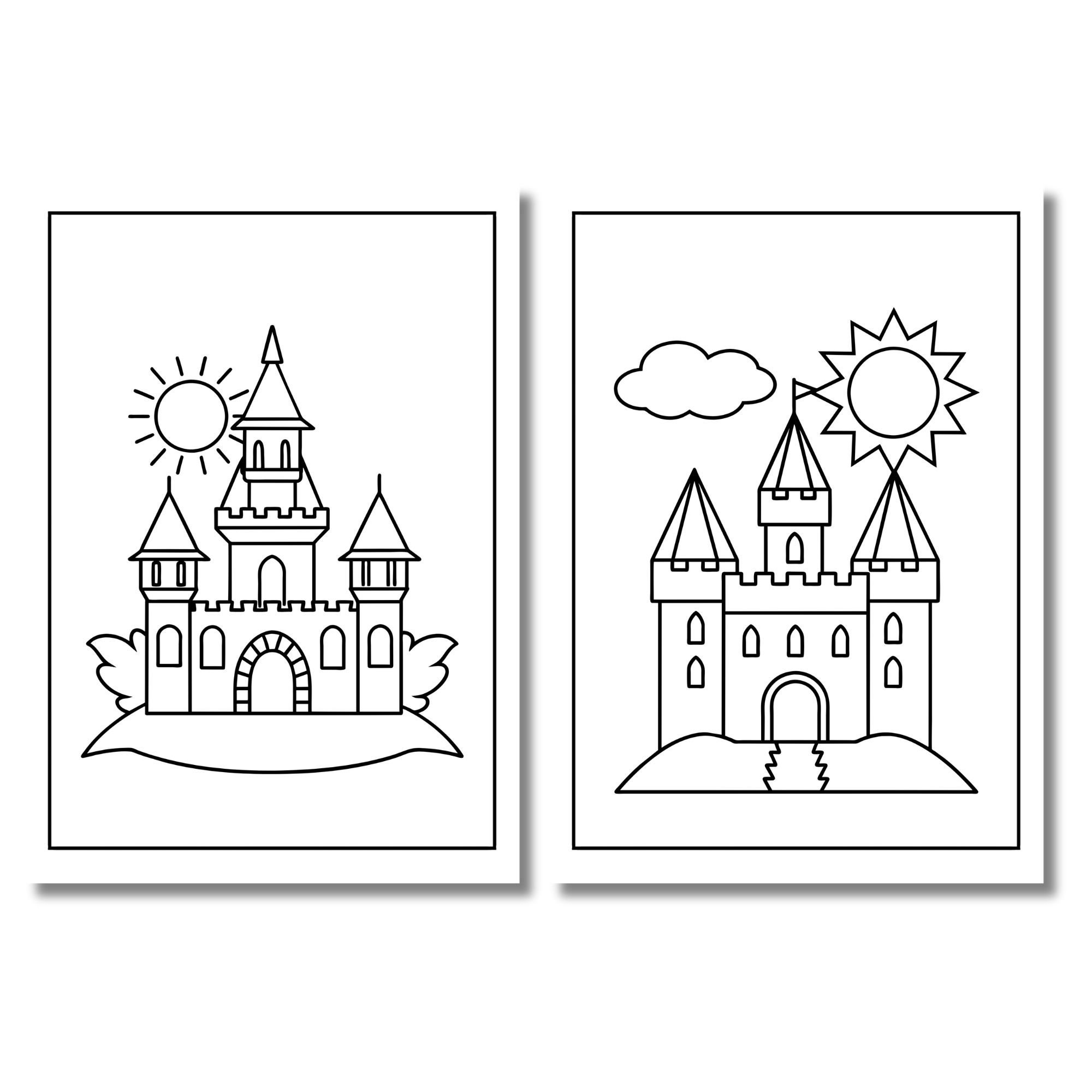 Cute Castle Coloring Pages, Coloring Sheets, Preschool, Worksheets - Etsy