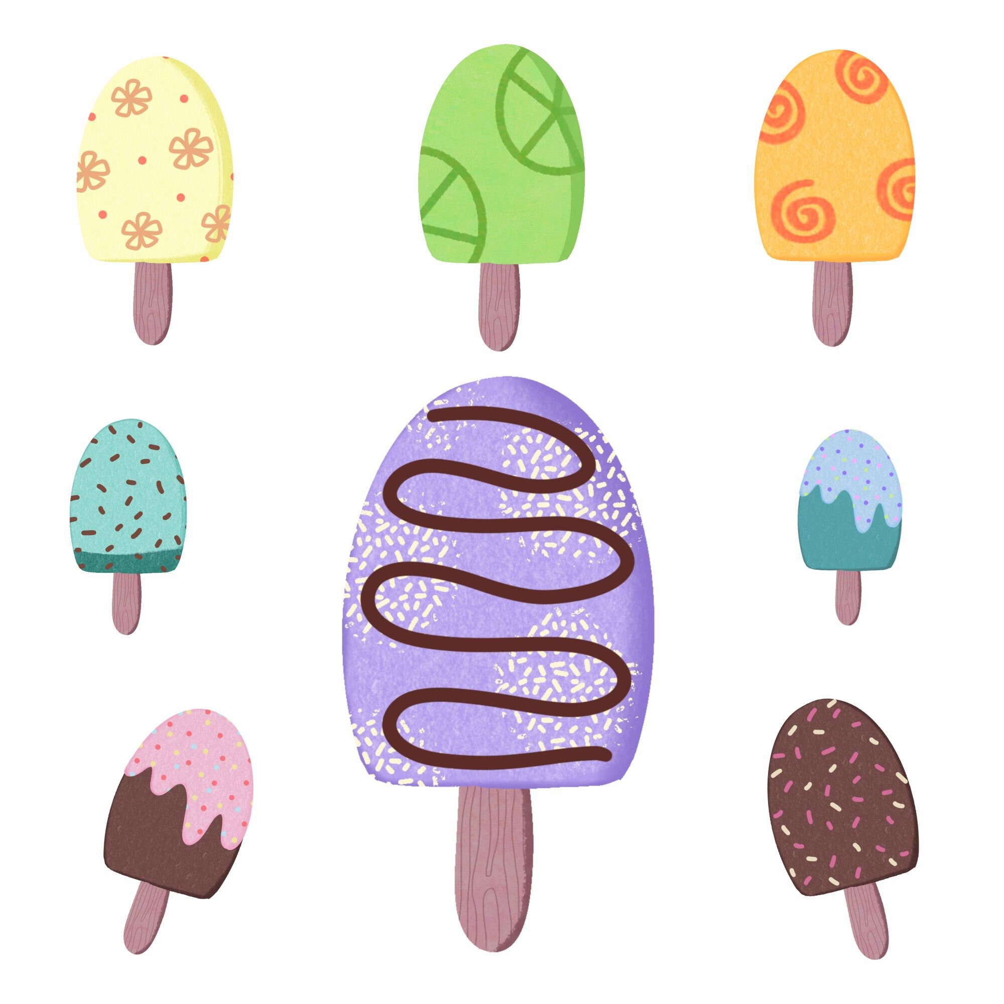 Popsicles and Ice Cream - Clipart Digital - Clip Art Popsicle ...