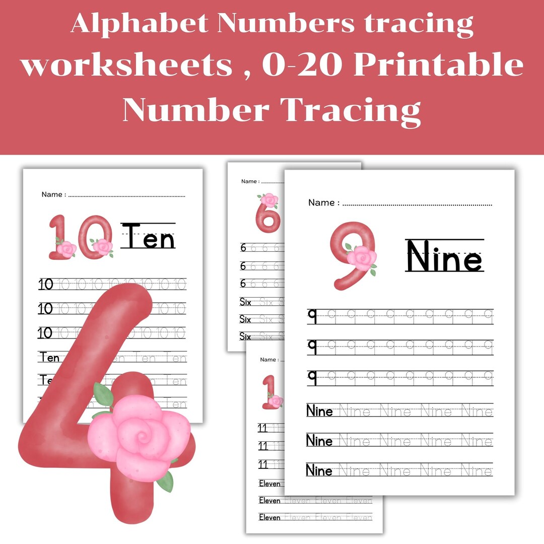 Alphabet Numbers Tracing Worksheets, 0-20 Printable Number Tracing,pre ...