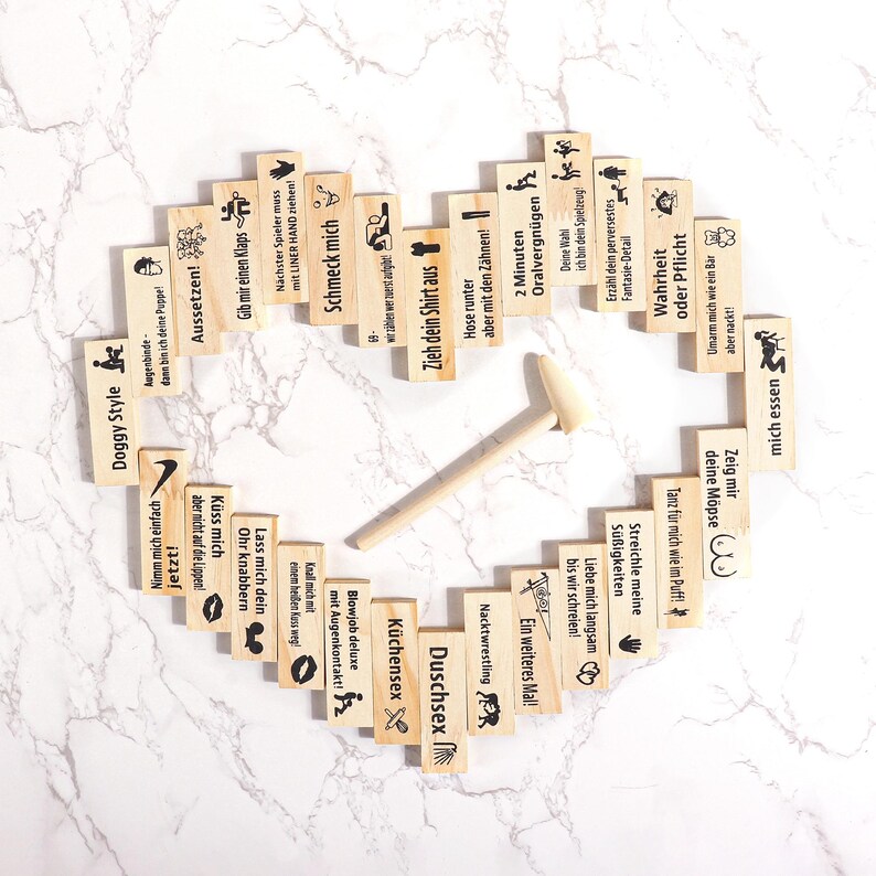 German Love Messages Wooden Block Tower Game - Custom Couples Stacking ...