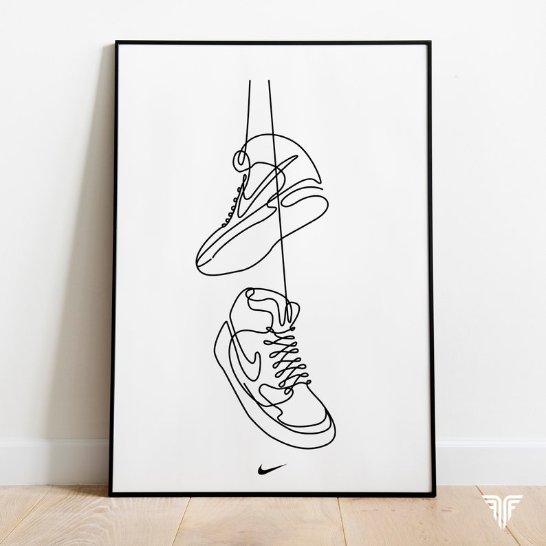Nike Air Jordan 1 Minimal Line Drawing Wall Art Print A1 - Etsy