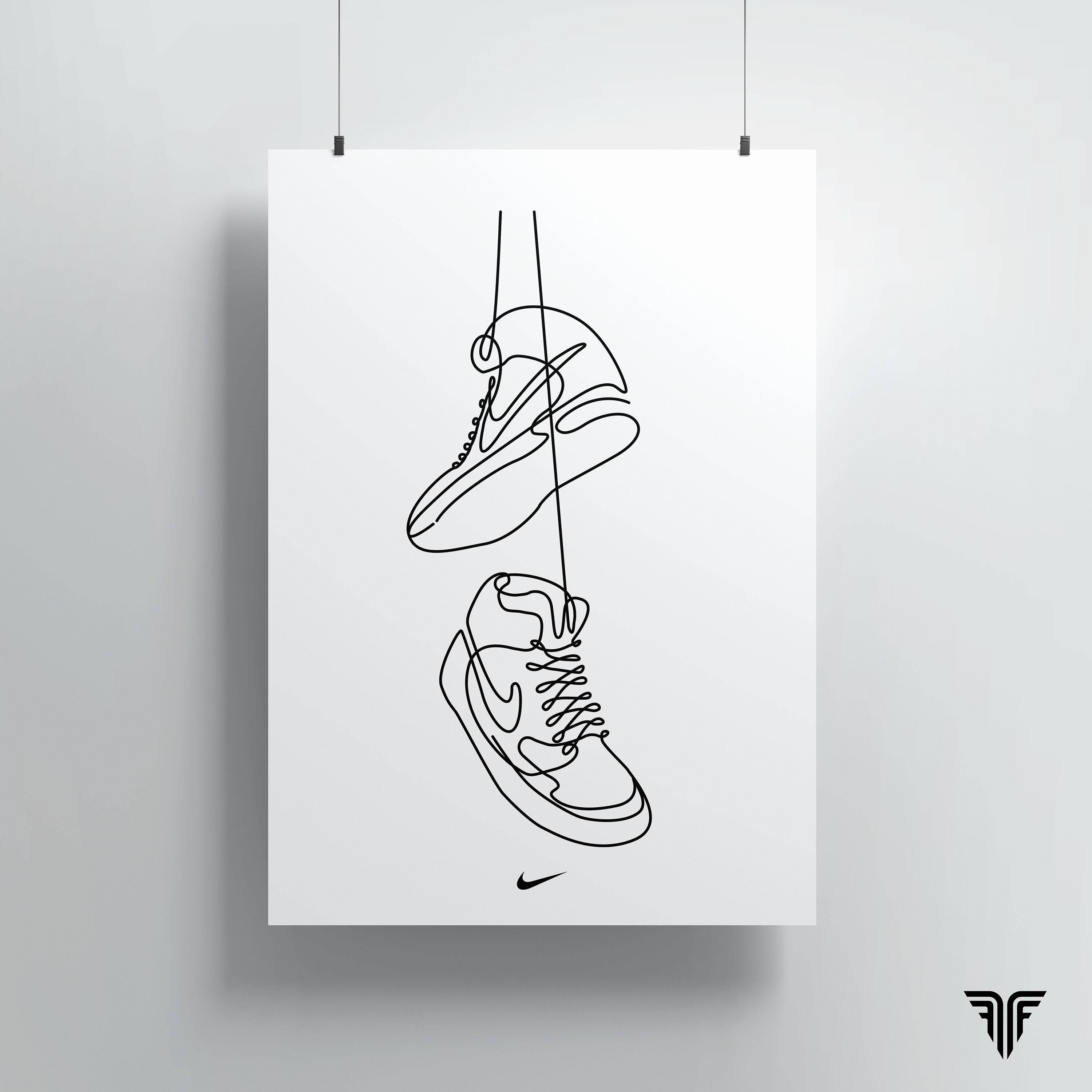 Nike Air Jordan 1 Minimal Line Drawing Wall Art Print A1 - Etsy