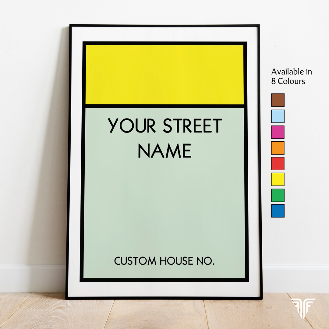 Personalised Monopoly Board Print Available in 8 Colours - Etsy