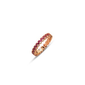 14k Gold Ruby Ring Eternity Band Ring Micro Pave Red Ruby Ring Unique ...