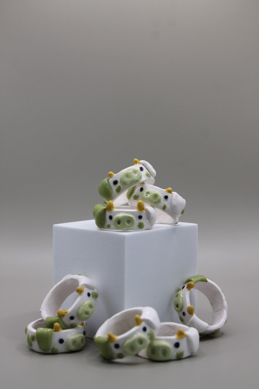 Lime Cow Polymer Clay Ring - Etsy