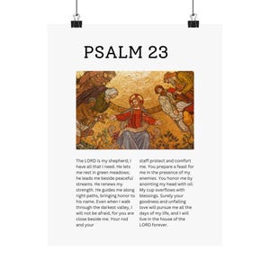 Psalm 23 Wall Art Decor, Bible Verse Poster, Vertical Christian Art ...