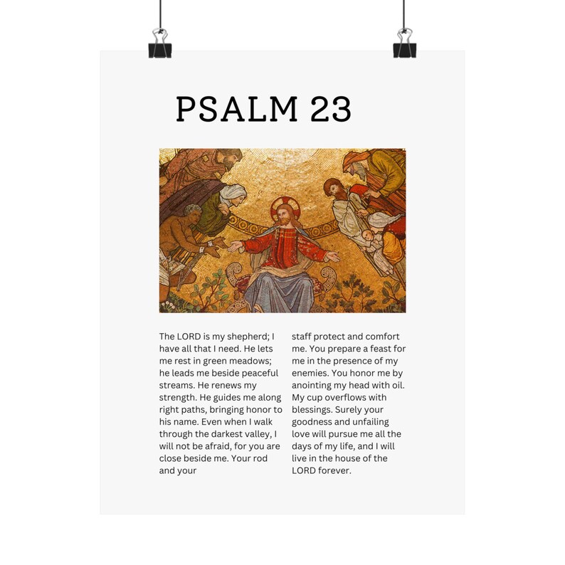 Psalm 23 Wall Art Decor, Bible Verse Poster, Vertical Christian Art ...