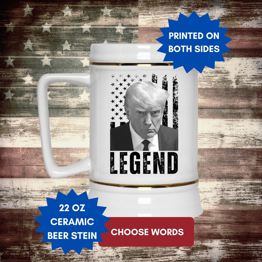 Legend Trump Election 2024 Ceramic Beer Stein, Trump Mugshot Flag ...