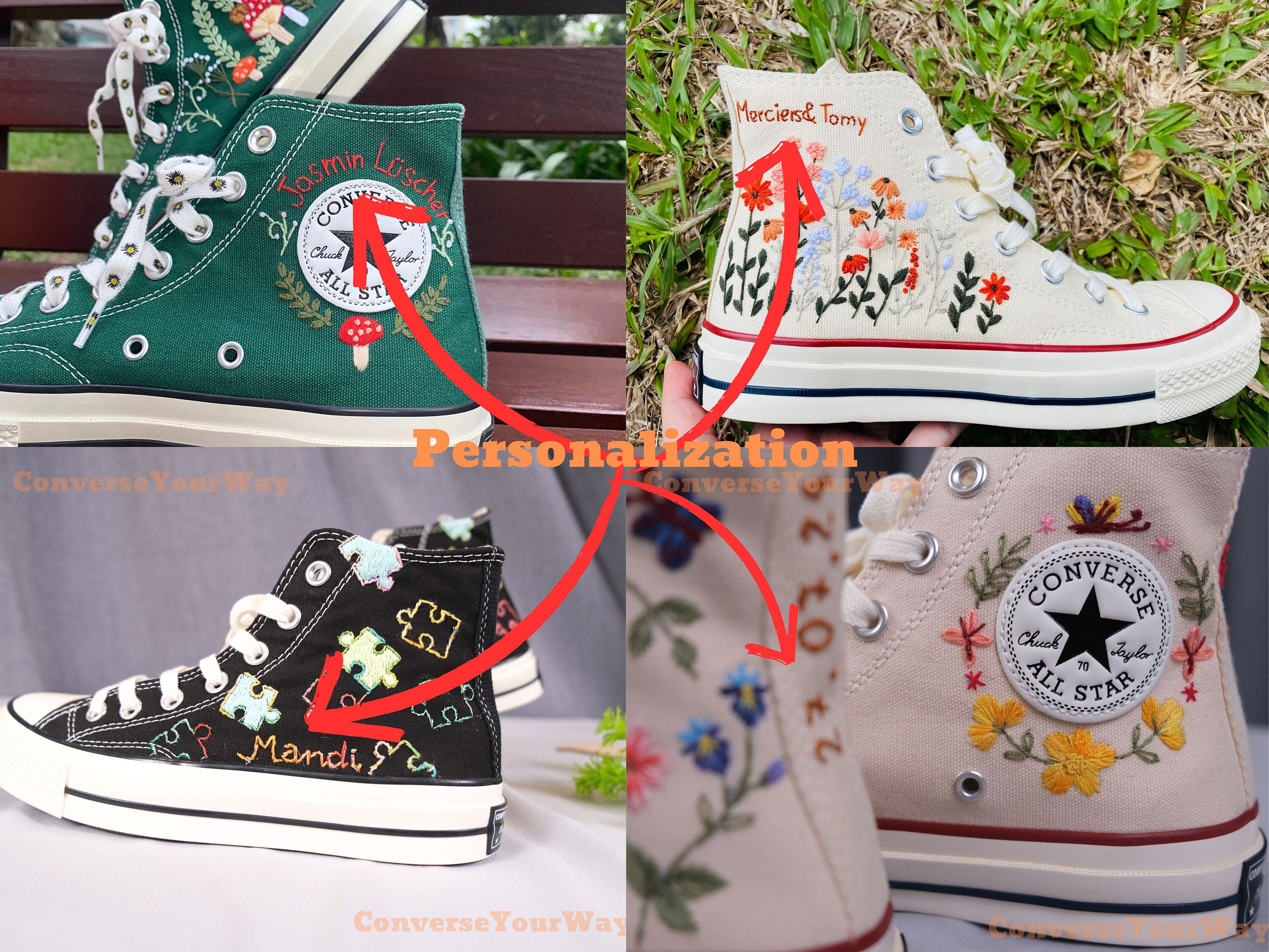 Custom Embroidered Converse High Tops/ Custom Converse Chuck Taylor ...