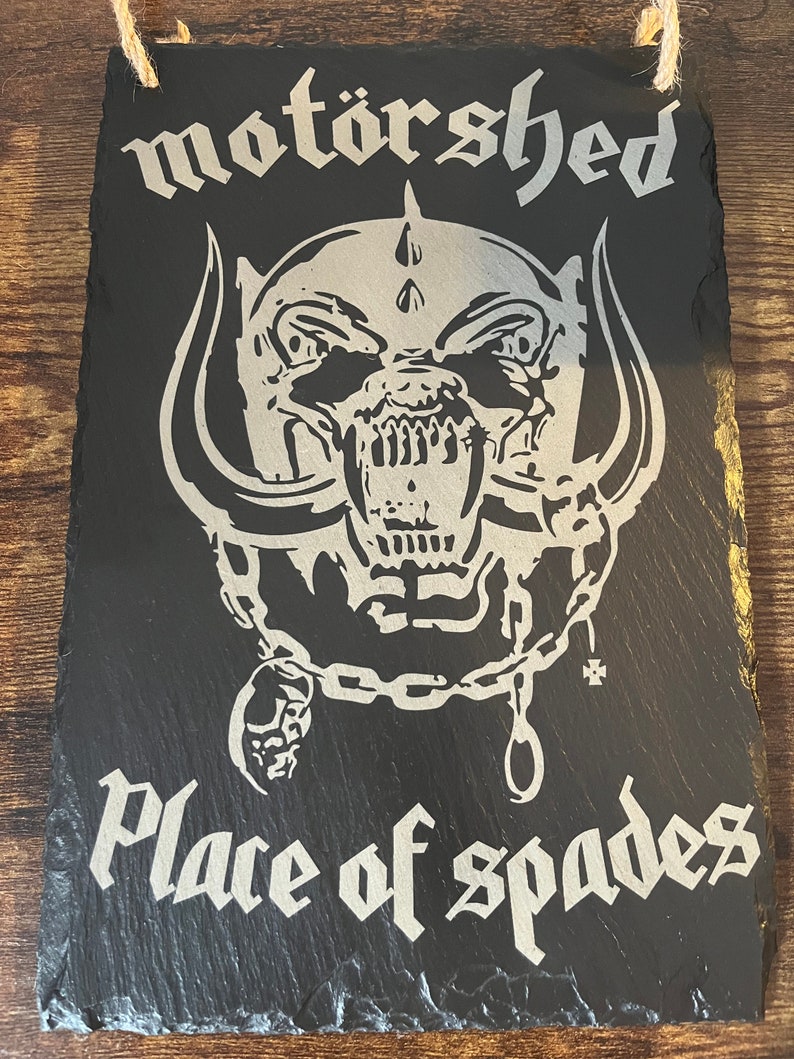 Motorhead Shed Sign - Motorshed: Place of Spades Engraved Slate ...