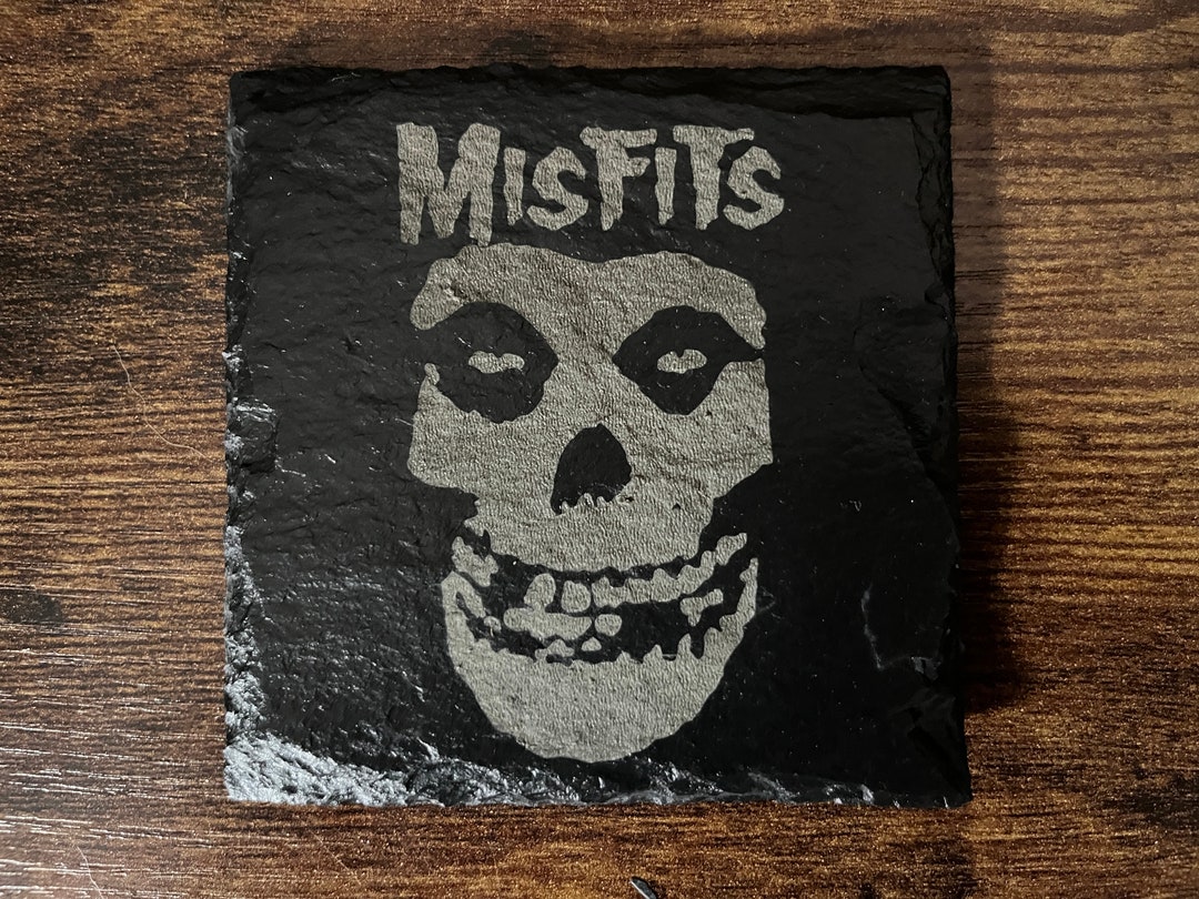 MISFITS Crimson Ghost Fiend Skull Logo Engraved Slate Drinks Coaster ...