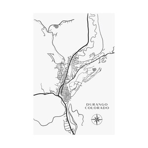 Matte Poster Map of Durango, Colorado Hand Drawn Map 5 Sizes Available ...