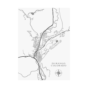 Matte Poster Map of Durango, Colorado Hand Drawn Map 5 Sizes Available ...