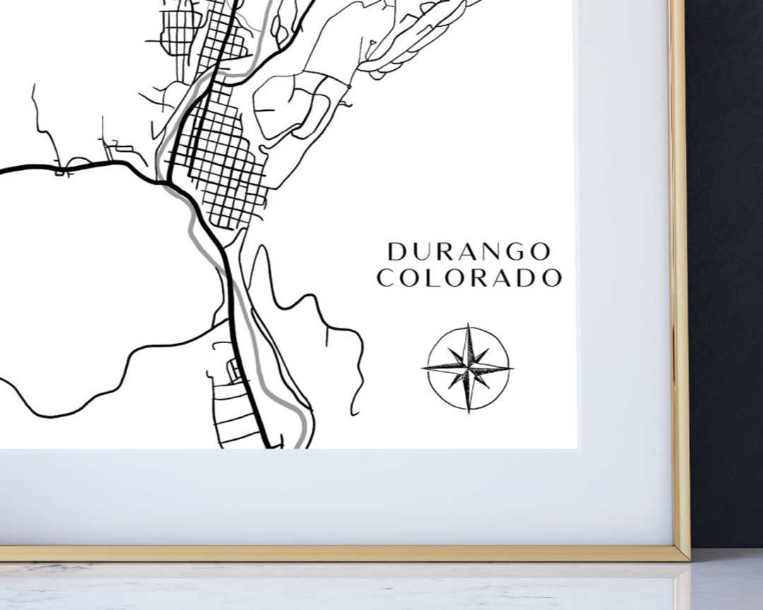Matte Poster | Map of Durango, Colorado | Hand Drawn Map | 5 Sizes ...