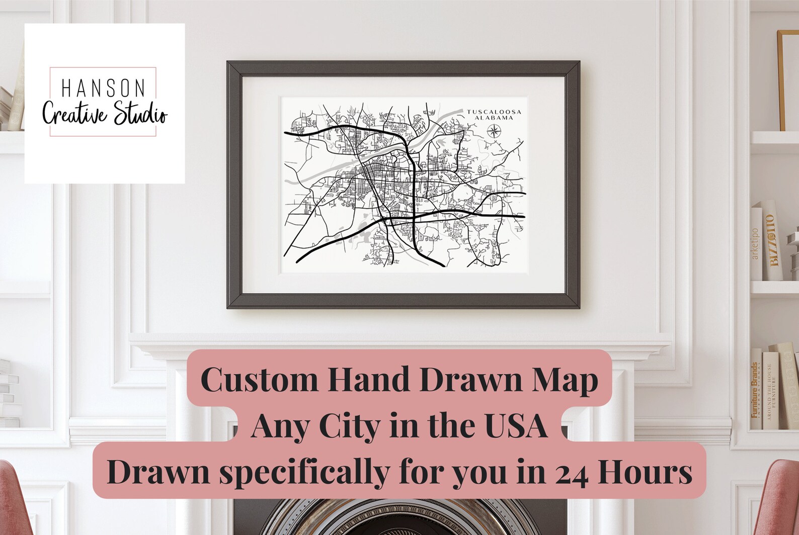 Custom Hand Drawn Map | Digital Download or Canvas or Matte Poster ...