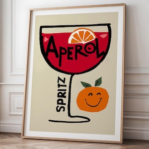 Aperol Spritz Bar Cart Print | Retro Bar Print | Trendy Cocktail Poster ...