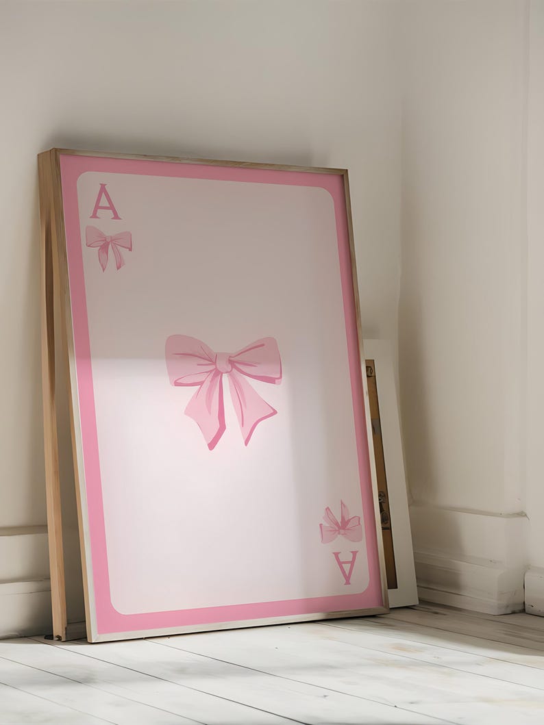 Pink Bow Wall Art Set of 3 - Preppy Aesthetic Decor for Teen Room ...