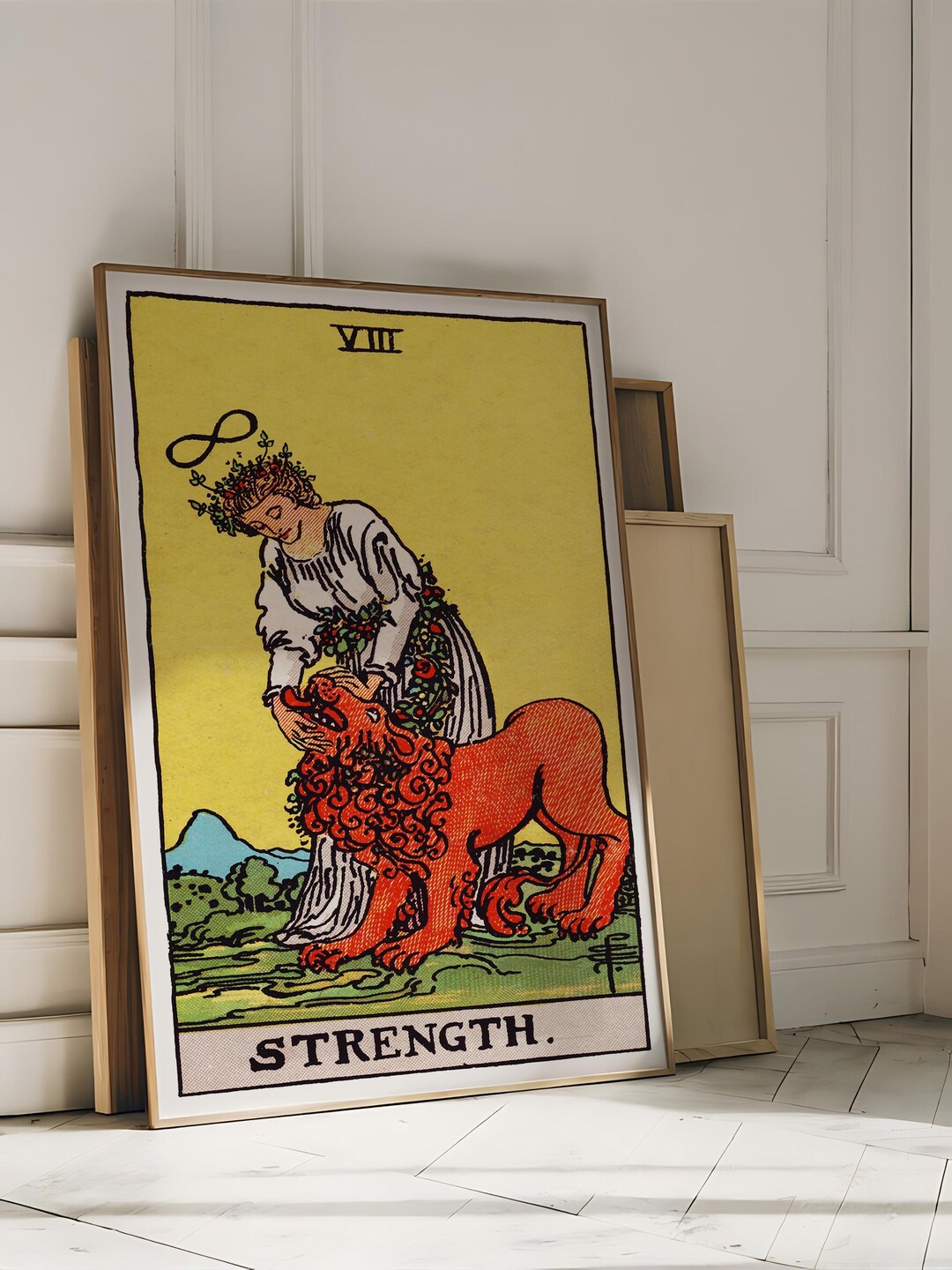 Tarot Cards Rider Waite Art Print - Strength, Esoteric Spiritual Poster ...