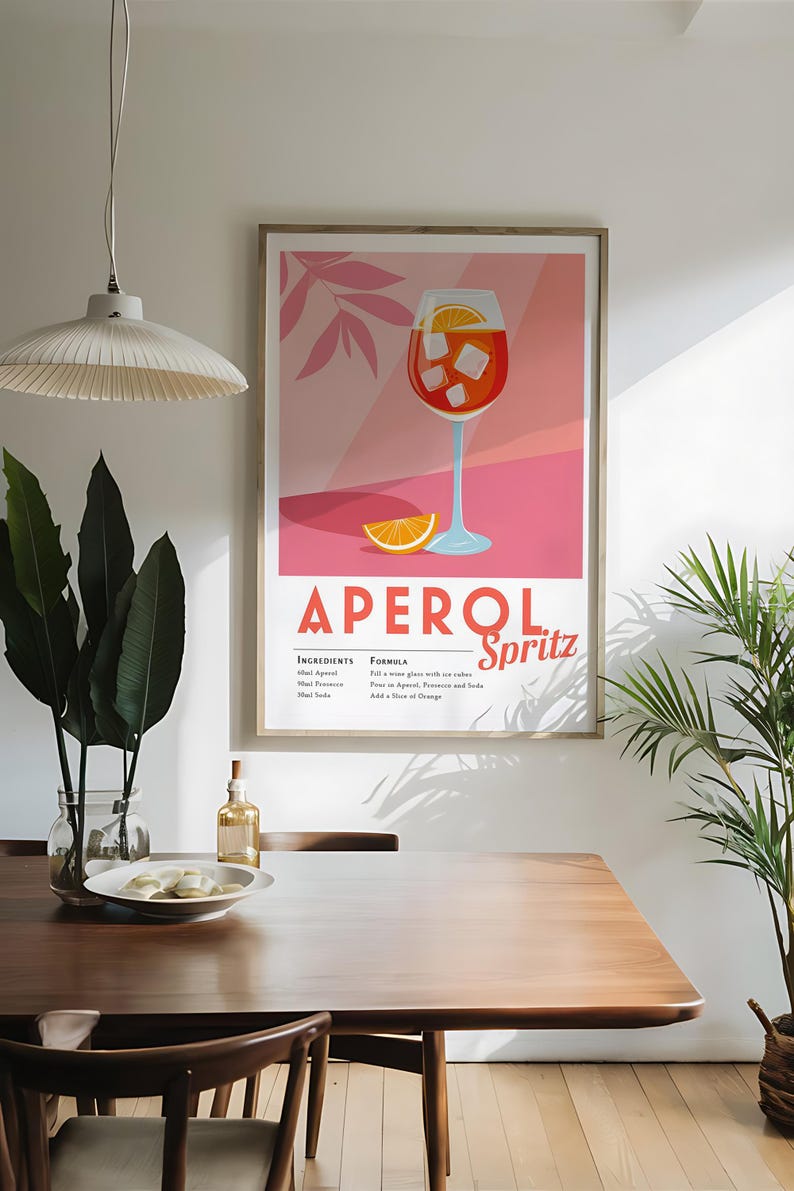 Aperol Spritz Trendy Bar Art | Classic Recipe Print | Signature ...