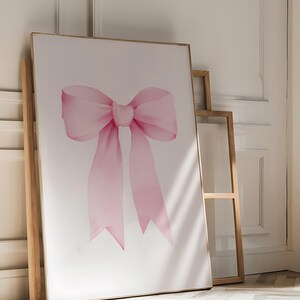 Girly Pink Bow Wall Art Set of 3 - Preppy Pastel Room Decor for Teen ...