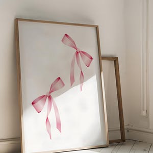 Girly Pink Bow Wall Art Set of 3 - Preppy Pastel Room Decor for Teen ...