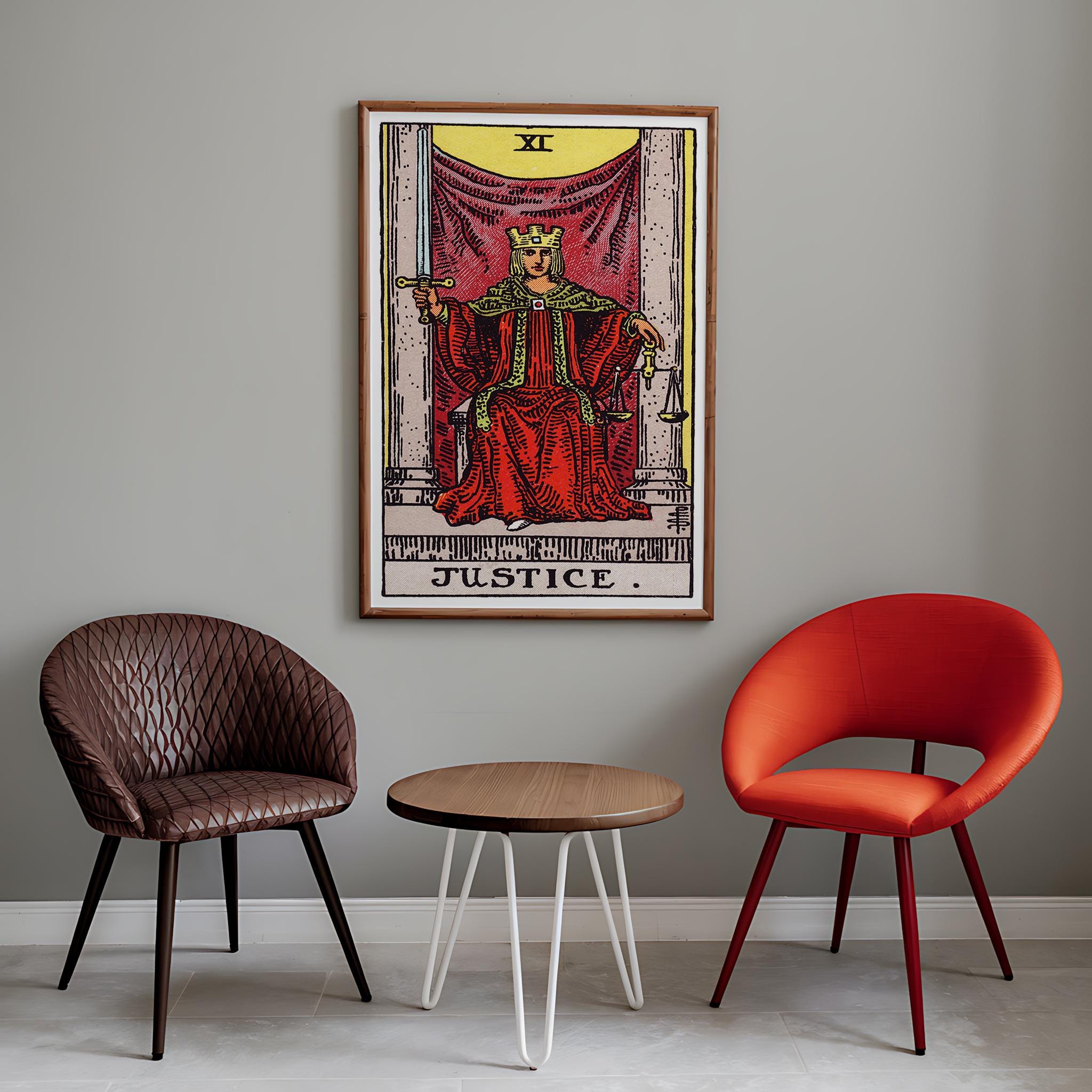 Tarot Cards Rider Waite Art Print - Justice, Mystical Esoteric Tarot ...