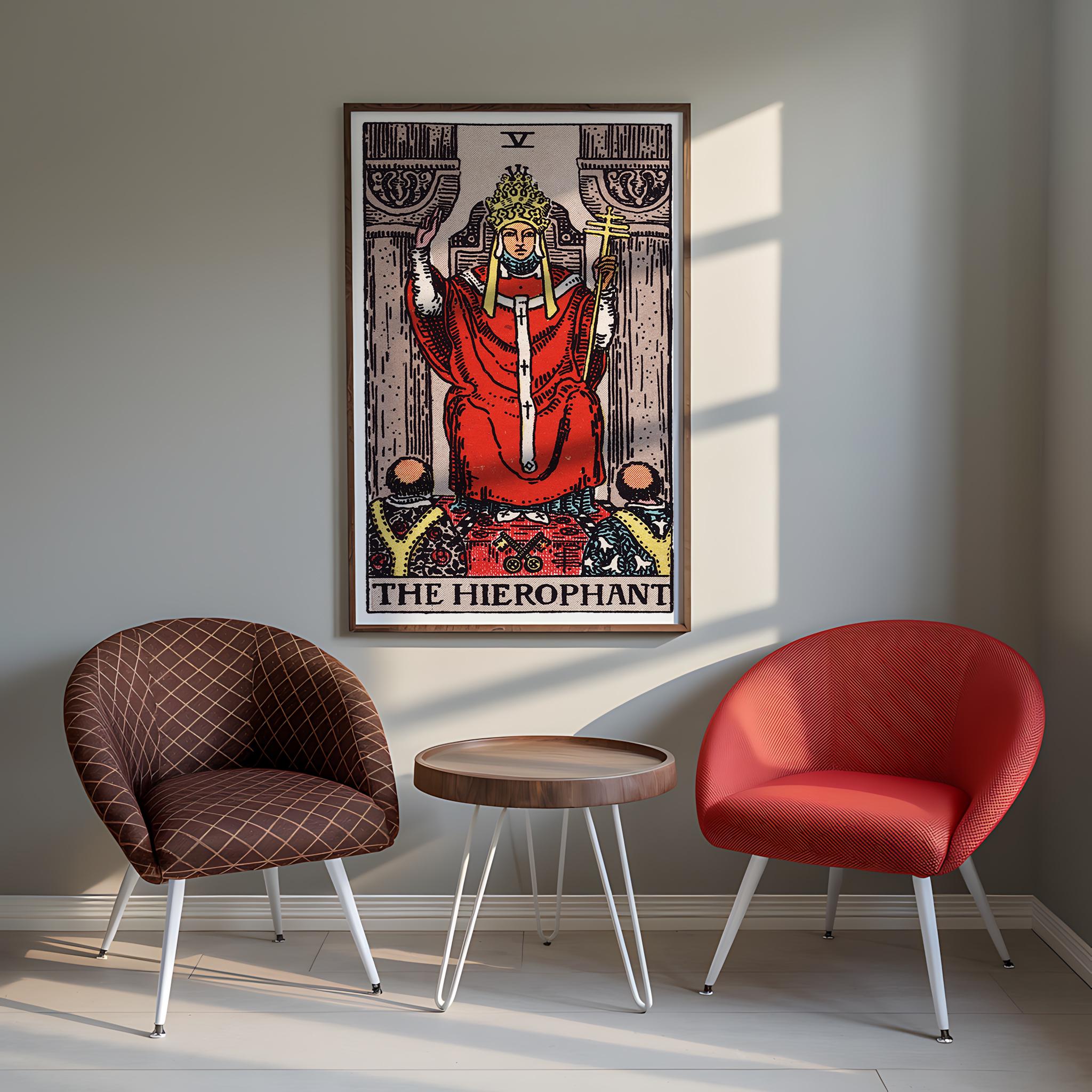 Tarot Cards Rider Waite Art Print - the Hierophant, Spiritual Wisdom ...