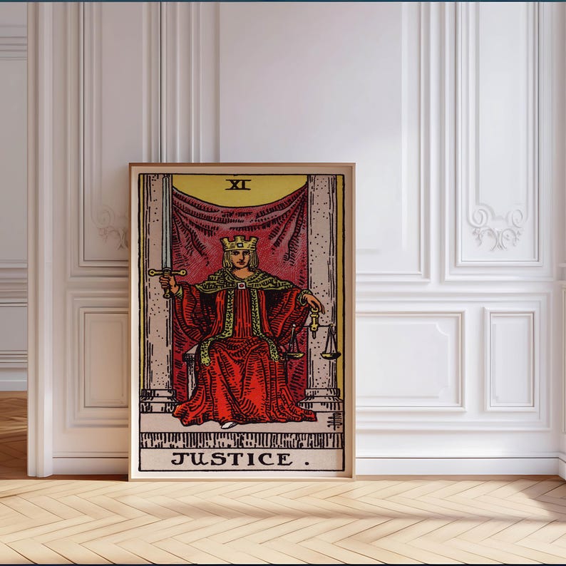 Tarot Cards Rider Waite Art Print - Justice, Mystical Esoteric Tarot ...