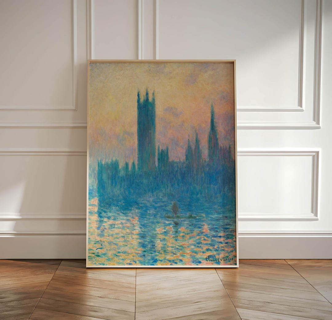 Claude Monet Art - Impressionist Cityscape Print, Vintage London Sunset ...