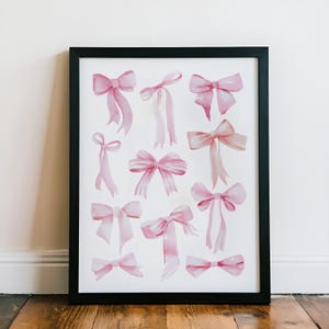 Pink Bow Wall Art Set of 3 - Preppy Aesthetic Decor for Teen Room ...