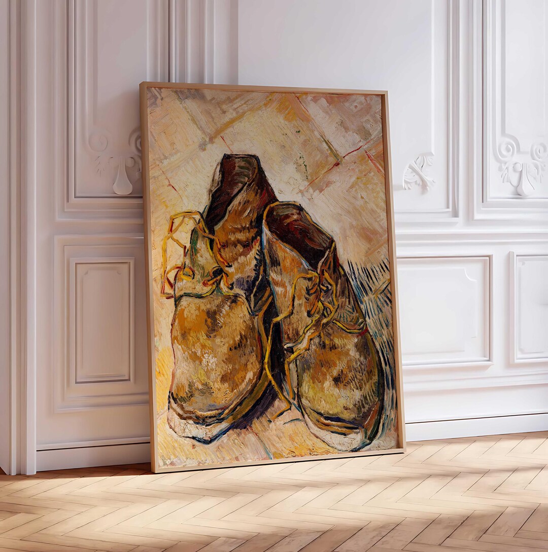Van Gogh Art Vintage Shoe Poster - Rustic Minimalist Wall Art, Earthy ...