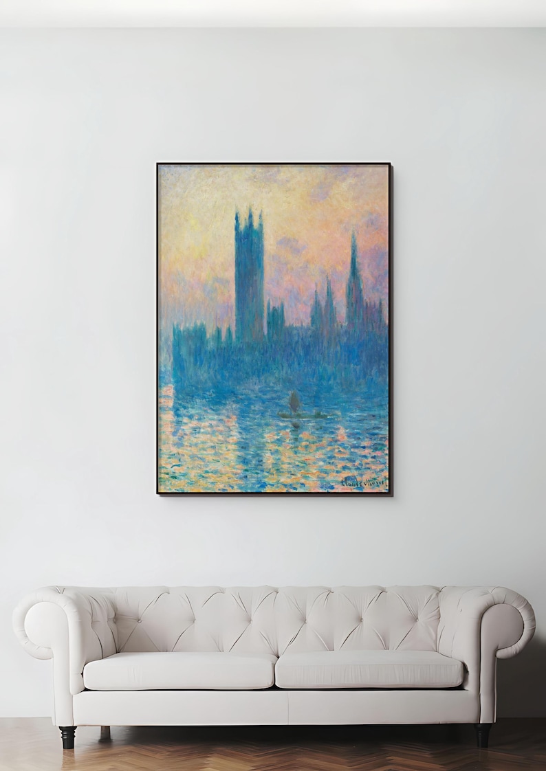 Claude Monet Art - Impressionist Cityscape Print, Vintage London Sunset ...