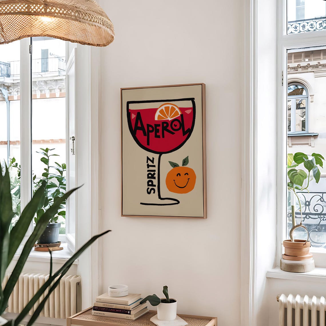 Aperol Spritz Bar Cart Print Retro Bar Print Trendy Cocktail Poster ...