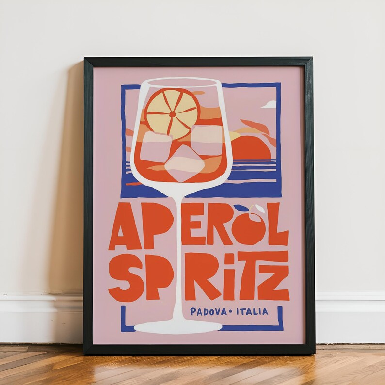 Aperol Spritz Signature Cocktail Art | Classic Cocktail Art | Bar Cart ...