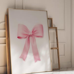 Girly Pink Bow Wall Art Set of 3 - Preppy Pastel Room Decor for Teen ...