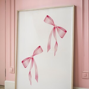 Girly Pink Bow Wall Art Set of 3 - Preppy Pastel Room Decor for Teen ...