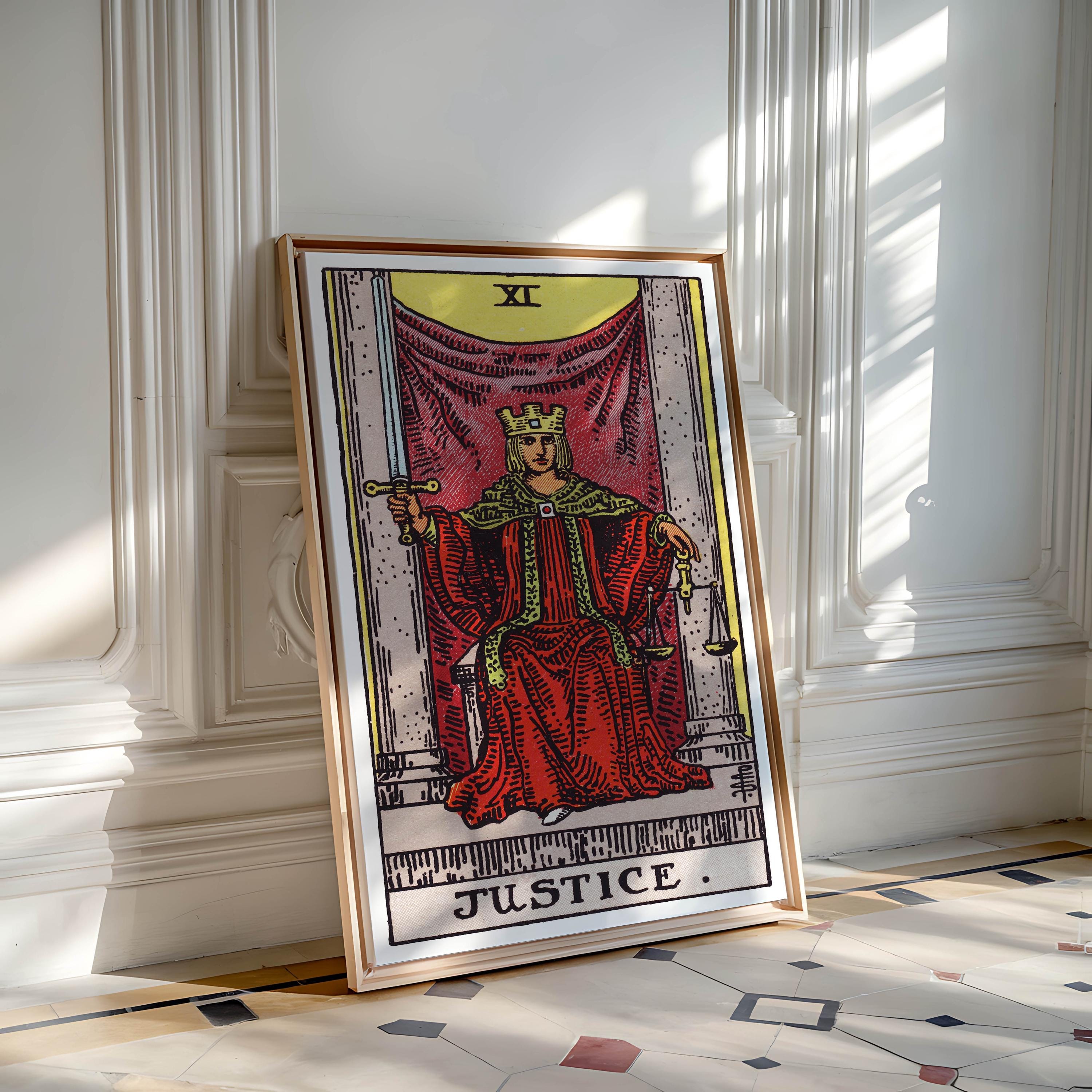 Tarot Cards Rider Waite Art Print - Justice, Mystical Esoteric Tarot ...