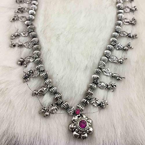Maharashtrian Traditional Oxidised Silver Kolhapuri Saaj Necklace With ...