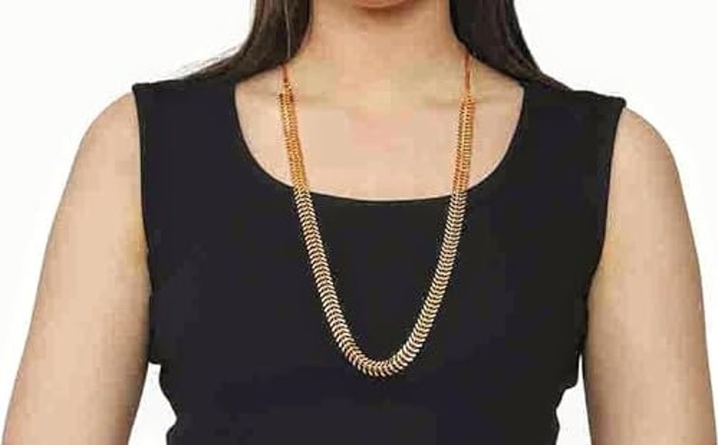 Traditional Necklace Chain Durva Haar One Gram Gold Plated Long (36 ...