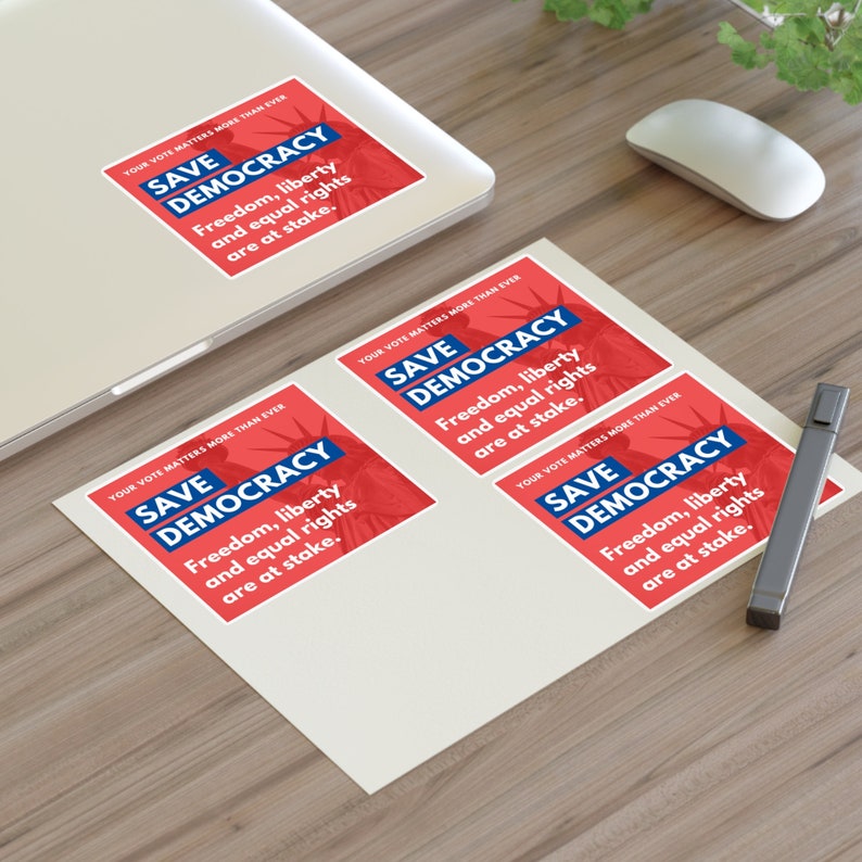 Save Democracy Sticker Sheet, 4 Stickers W/same Design, Water Resistant ...