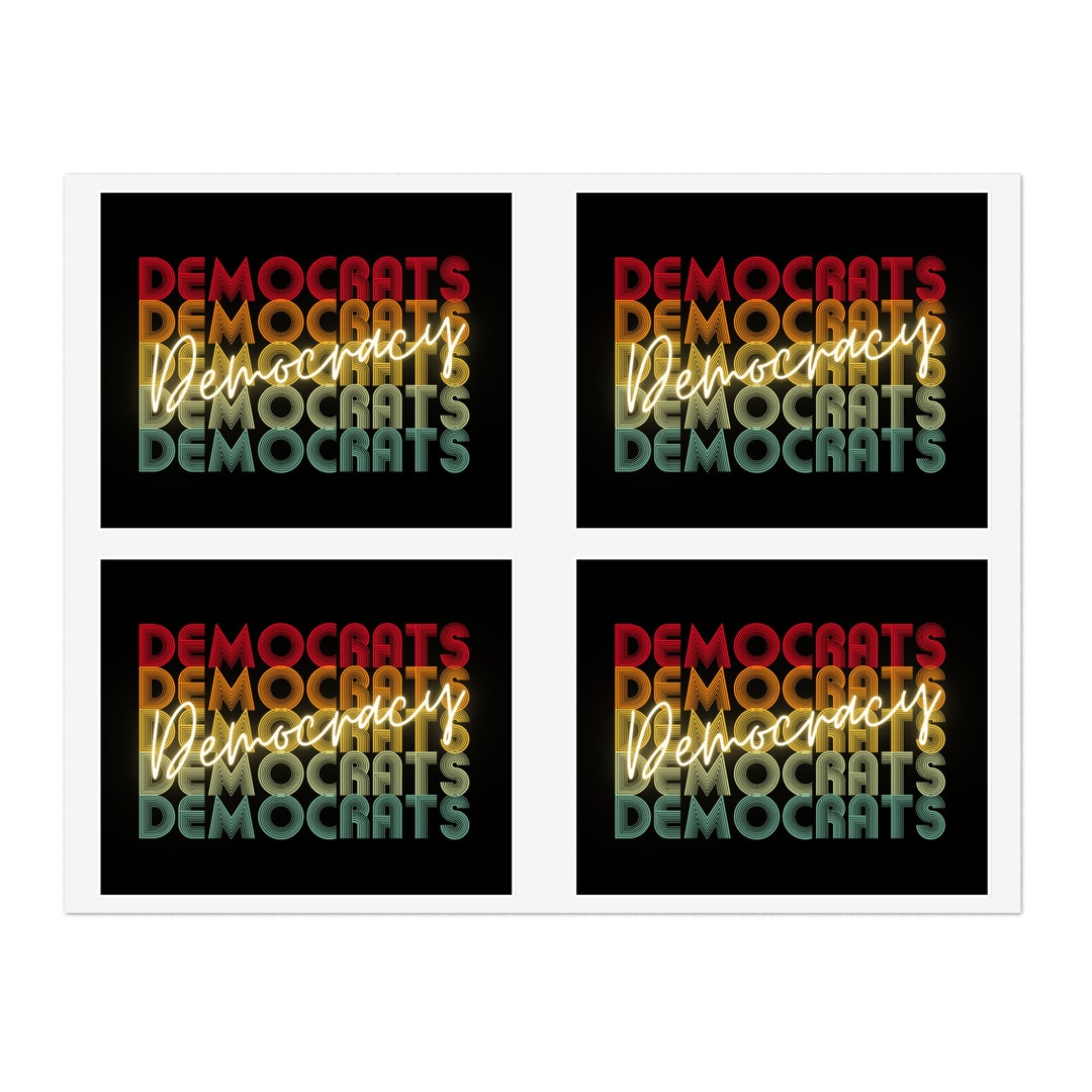 Democracy Democrats Sticker Sheet, Water Resistant Vinyl, Indoor ...