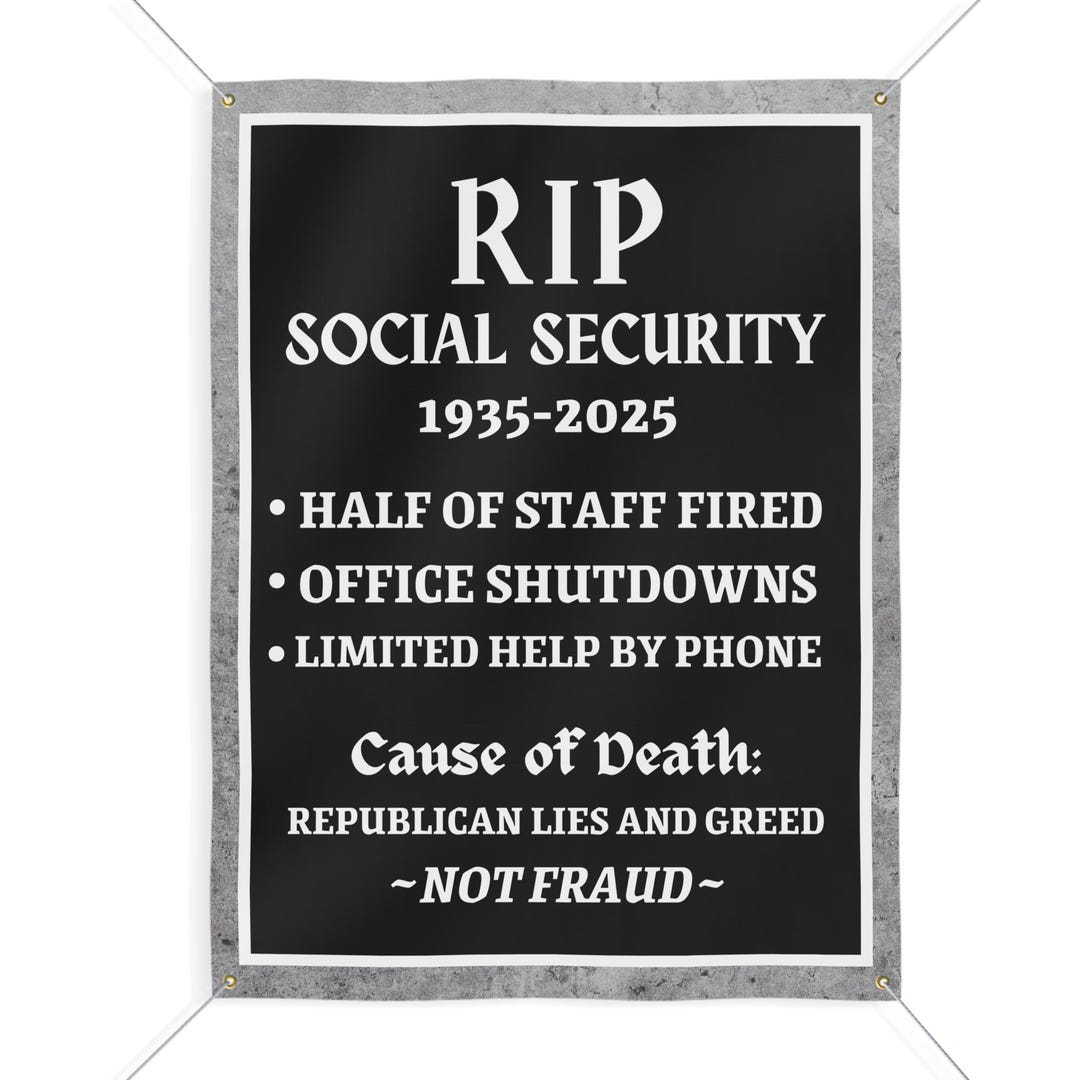 RIP Social Security Banner, Anti Elon Banner, Democracy Banner, Protest ...