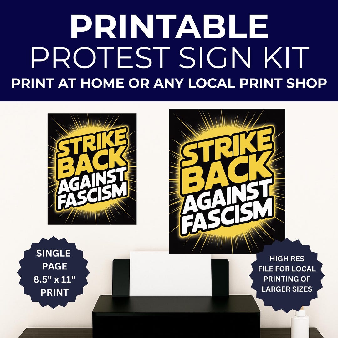 Strike Back Against Fascism Protest Sign, No Kings Protest Sign ...