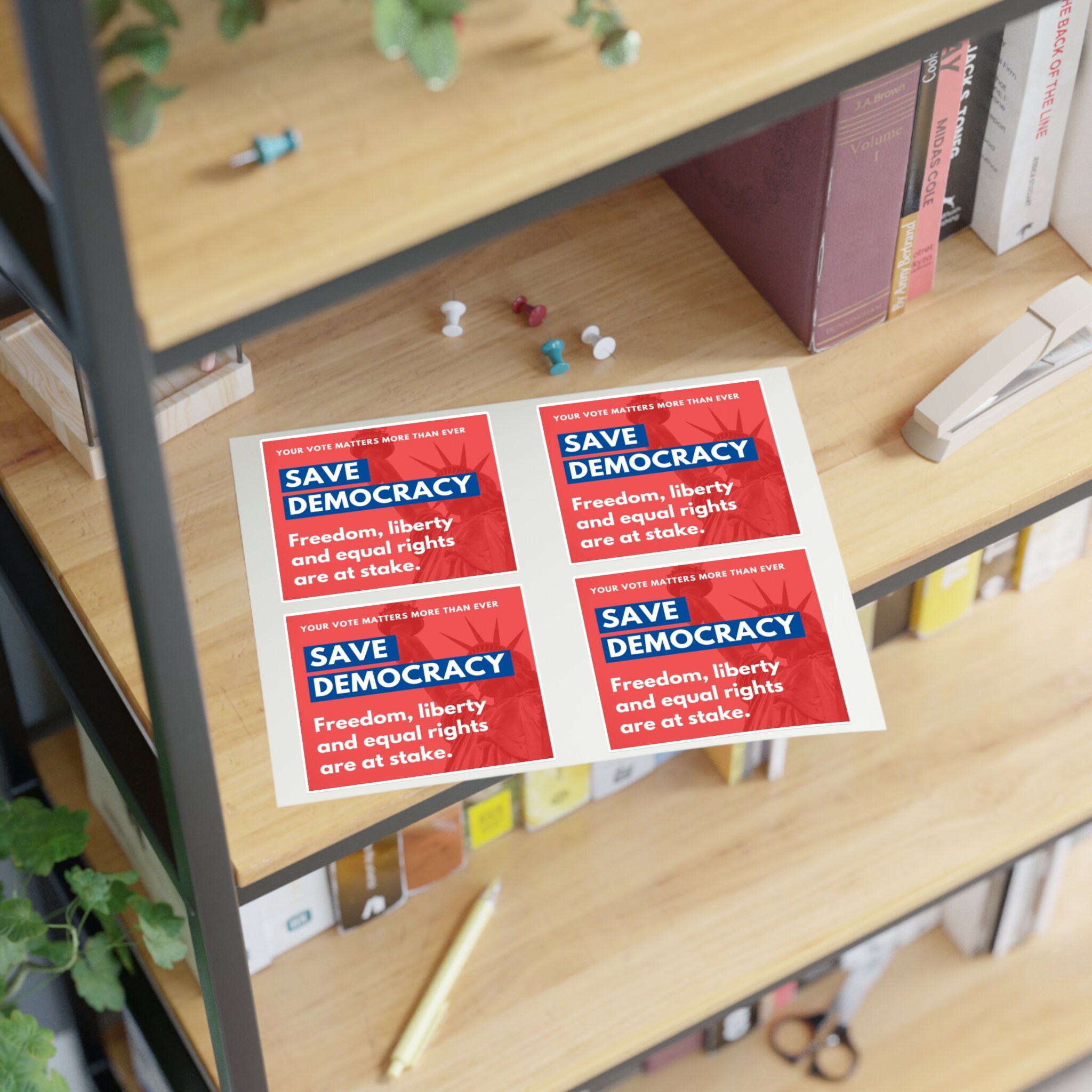 Save Democracy Sticker Sheet, 4 Stickers W/same Design, Water Resistant ...