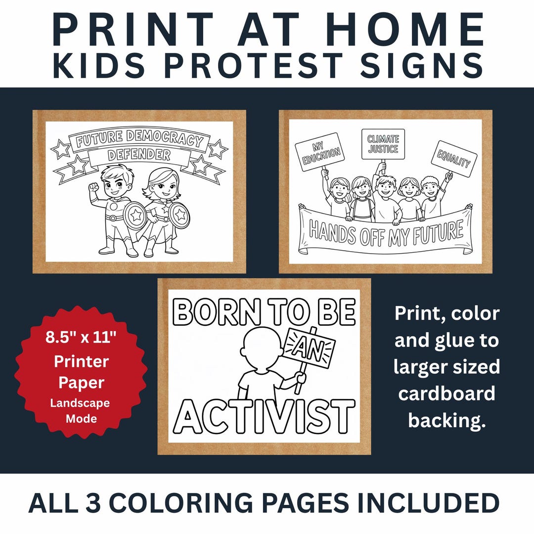 Protest Signs for Kids - Coloring Pages for Kids - All 3 Designs ...